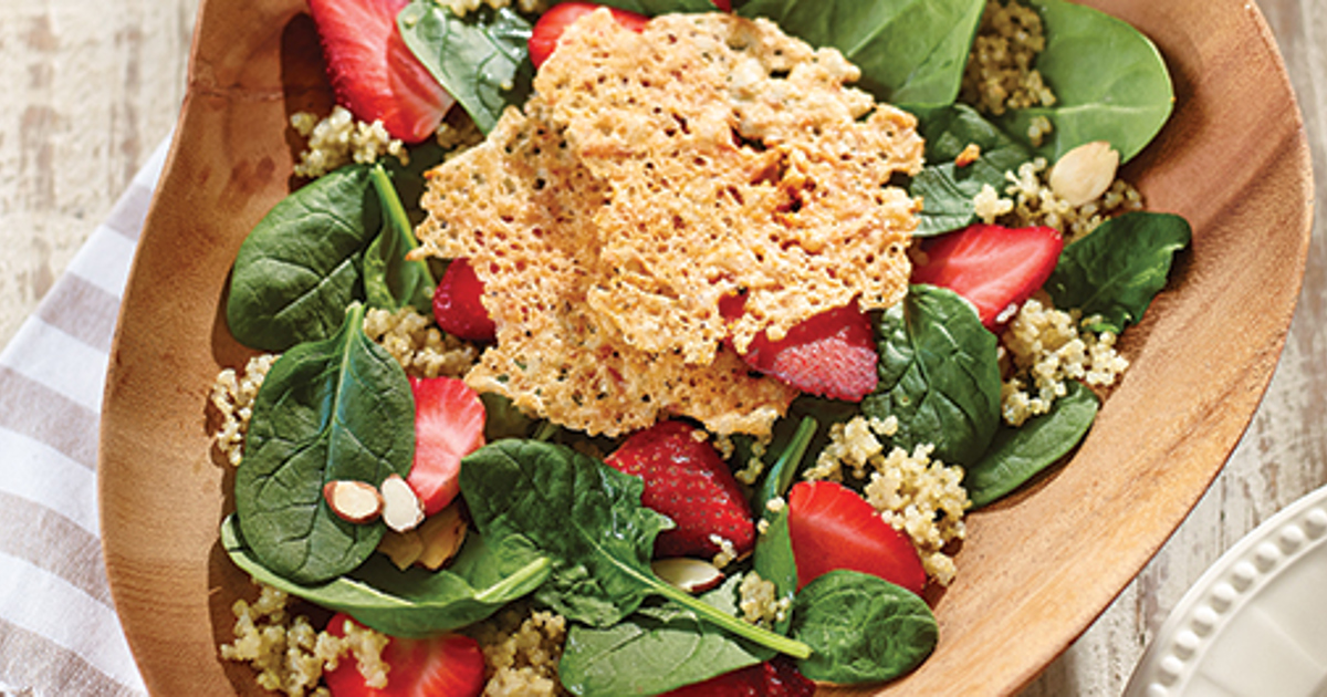 Quinoa, Strawberry, Spinach Salad with Arla® Smoked Havarti Tuiles ...